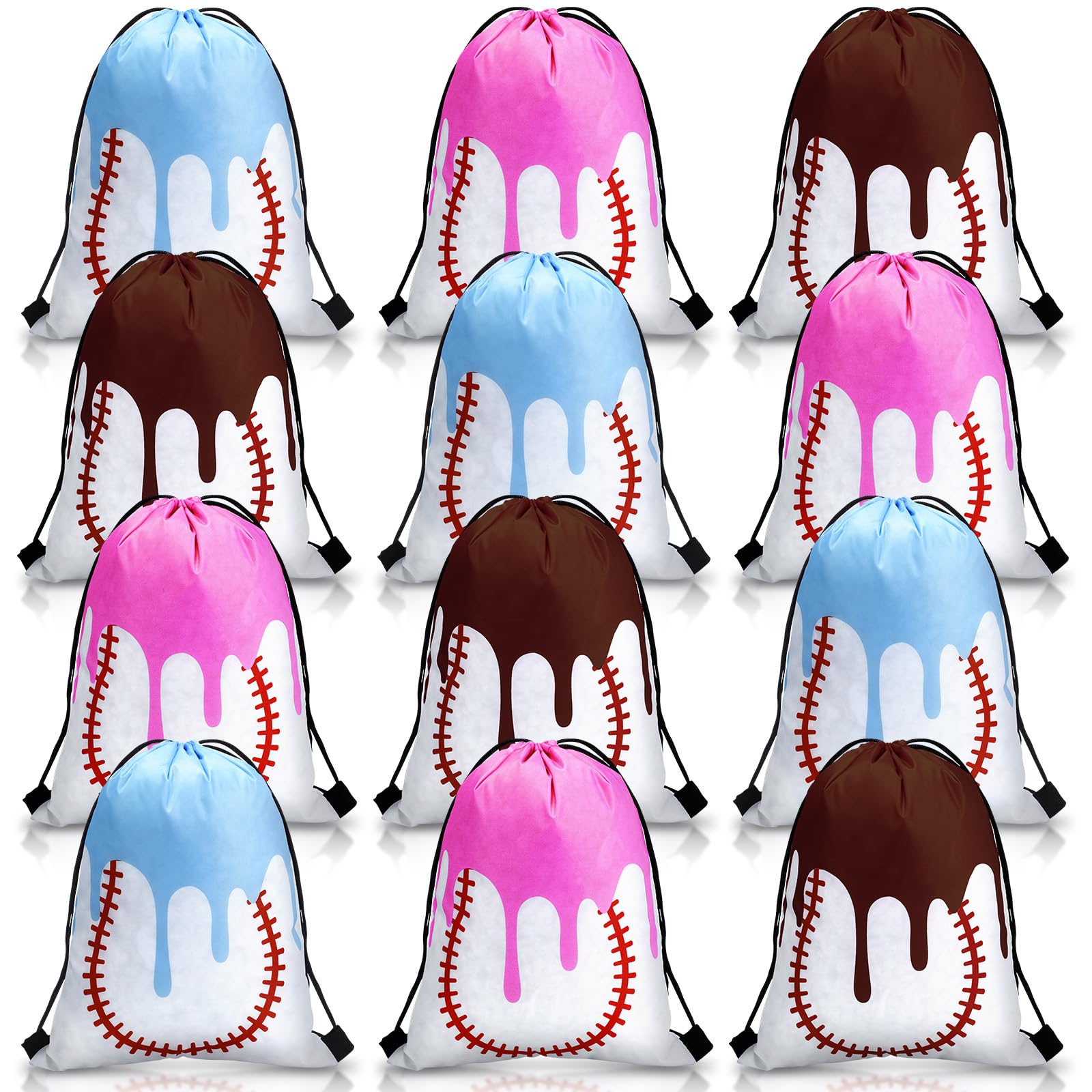 Sunnymove 12 Pcs Ice Cream Drip AIS1 Baseball Drawstring Bag Sport ...