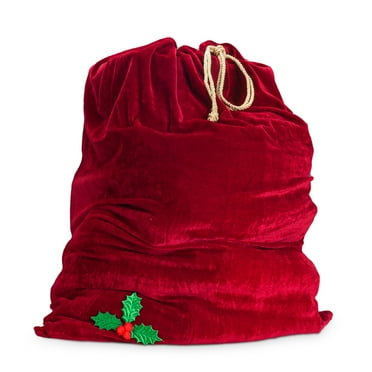 The Costume Center Red Velvet Santa Claus Toy Bag with Drawstring – One ...