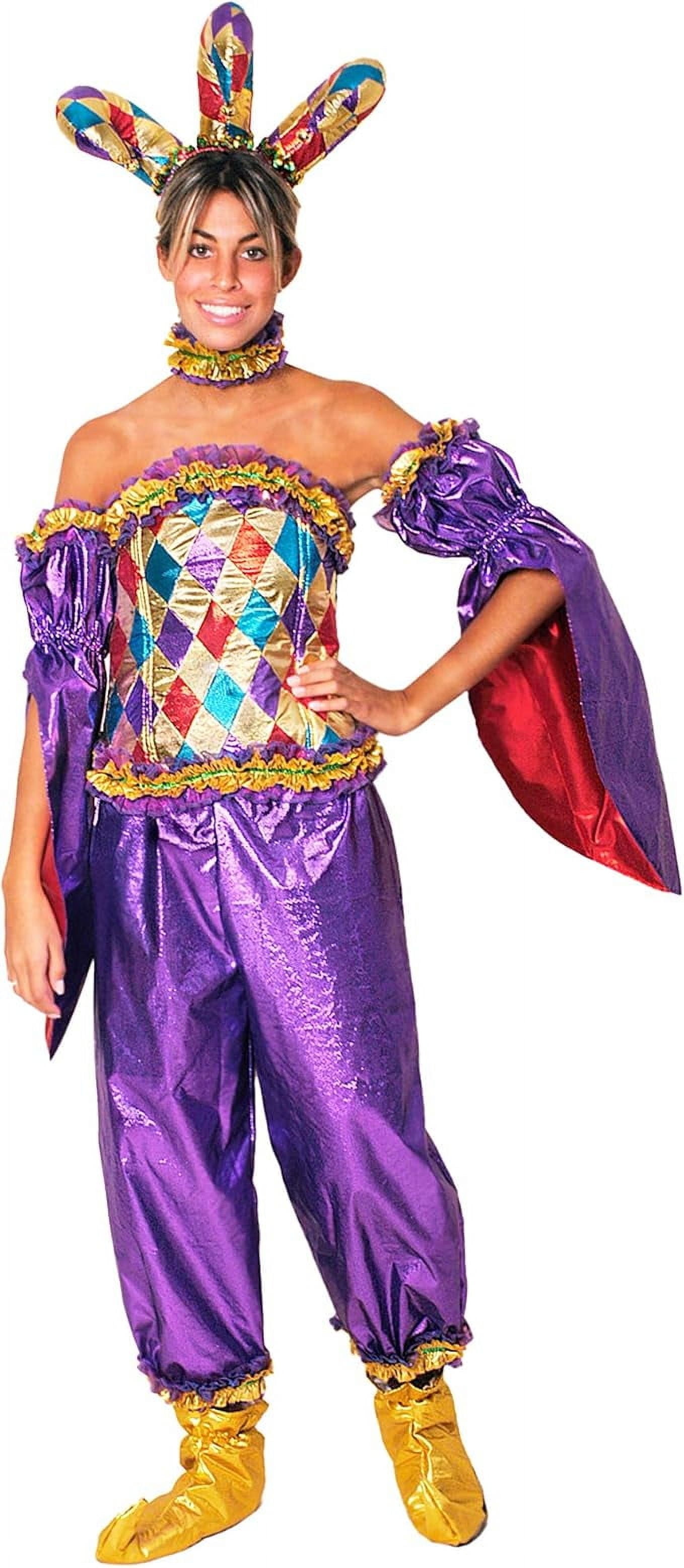 Sunnywood Women's Court Jester Clown Costume for Mardi Gras Parade ...