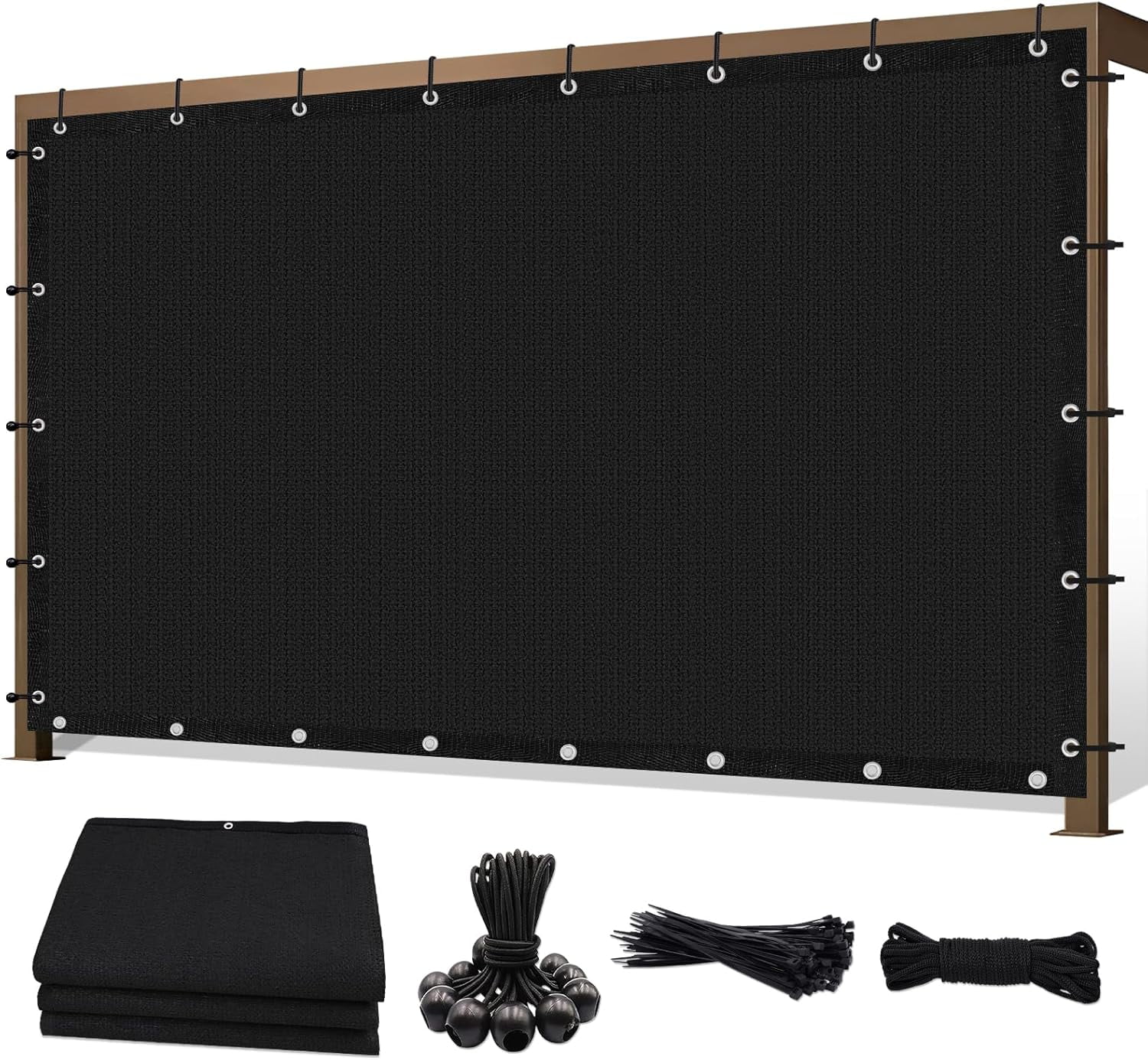 8'X 10' 90% Sun Shade Cloth Outdoor Patio Black Pergola Shades Cover ...