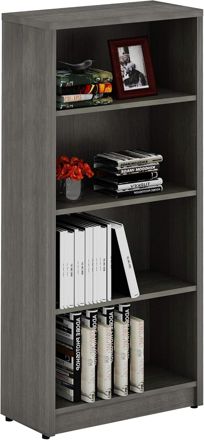 Sunon 4 Shelf Wood Bookcase Freestanding Display Shelf Adjustable ...