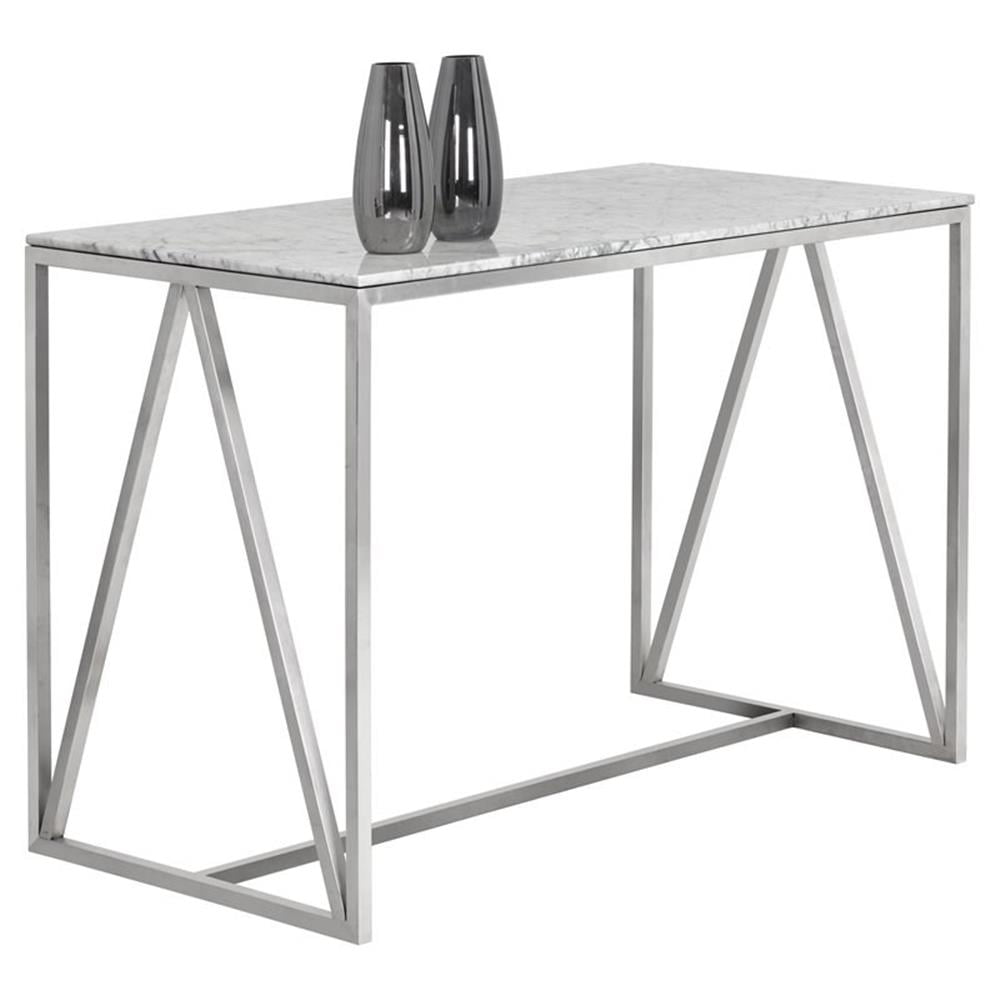 Sunpan Abel 50" Contemporary Marble and Stainless Steel Counter Table ...