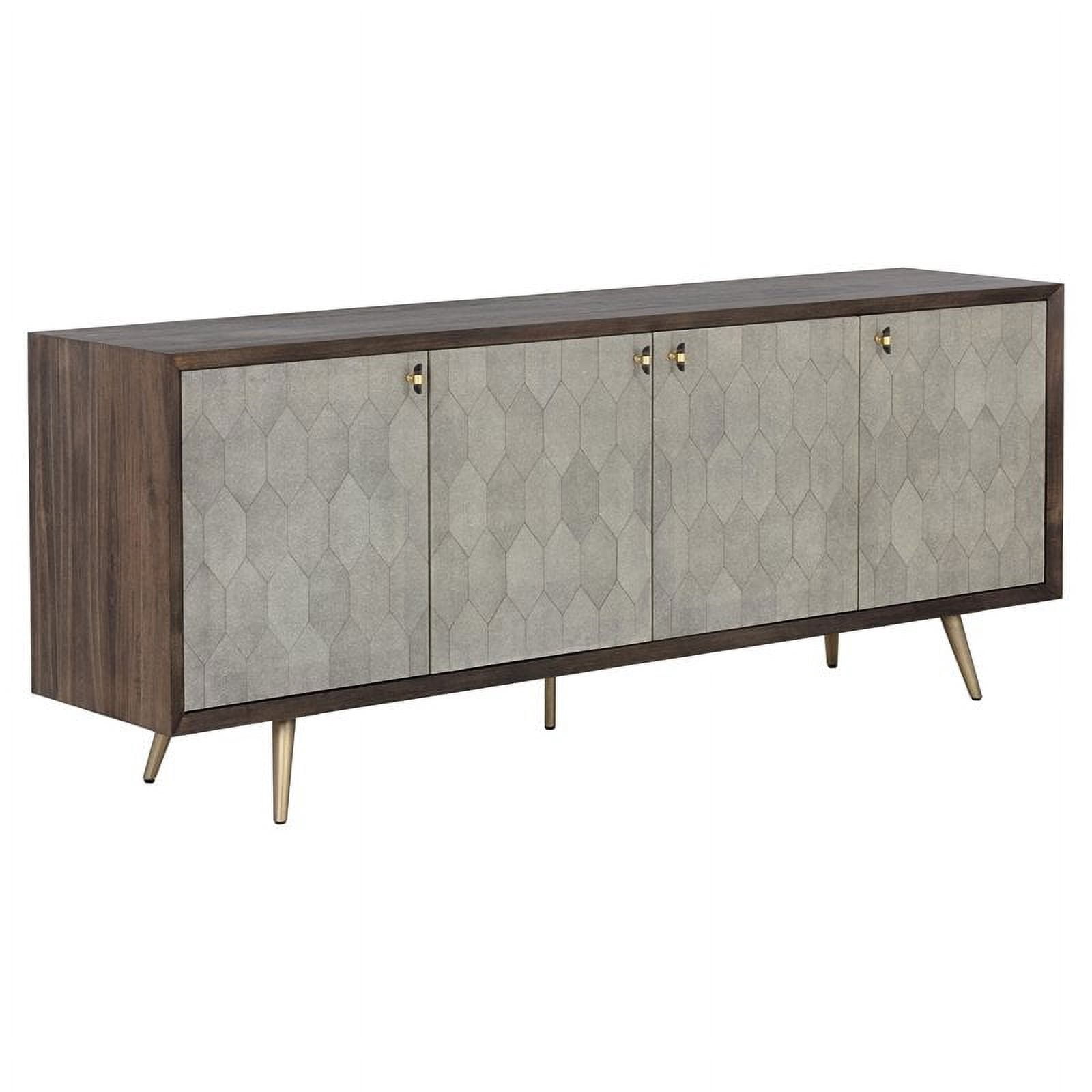 Sunpan Aniston 78.75" Modern Wood and Bonded Leather Large Sideboard in ...