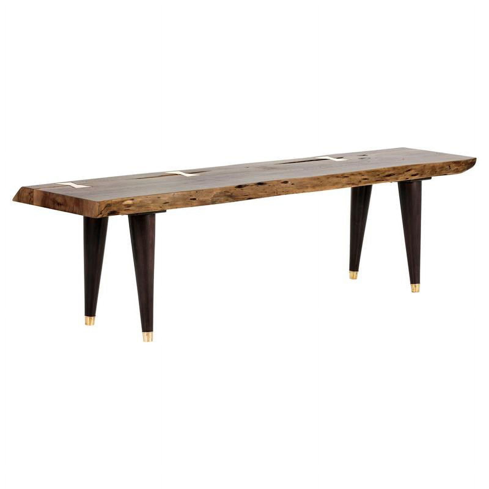 Sunpan Atlas 66" Modern Wood Bench with Brass Steel Caps in Brown ...
