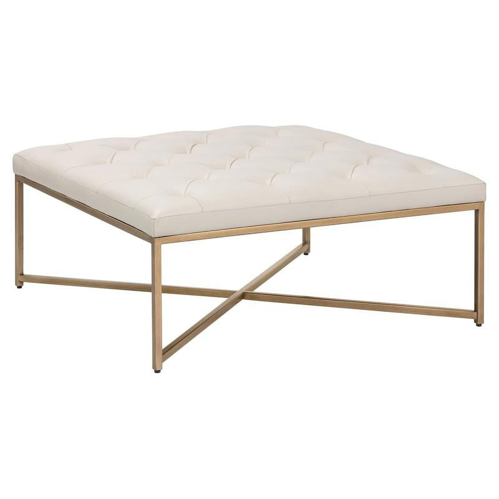 Sunpan Endall 39.5" Square Transitional Leather Ottoman in Vintage ...