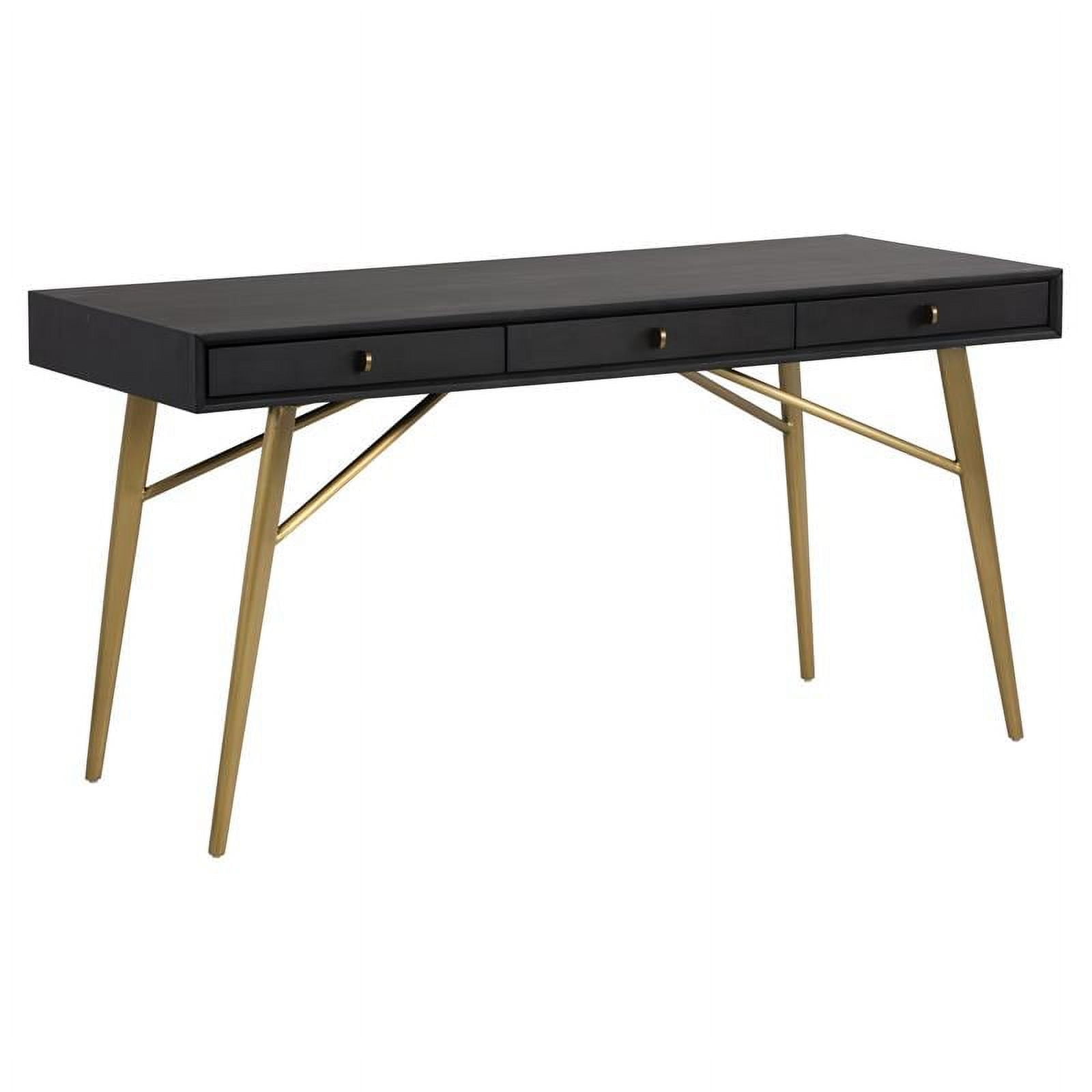Sunpan Giana 59" Modern Wood Desk with Brass Steel Pulls and Legs in ...