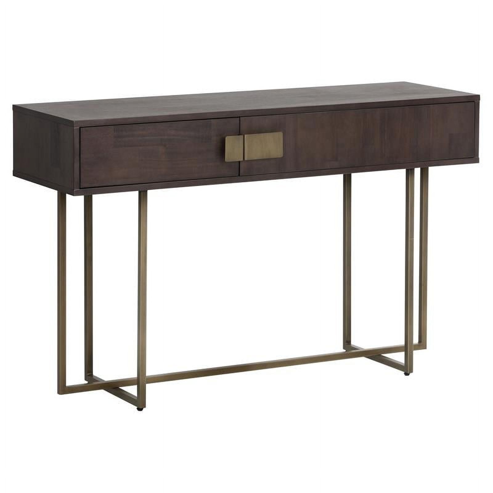 Sunpan Jade 51" Transitional Wood Console Table in Antique Brass/Brown ...