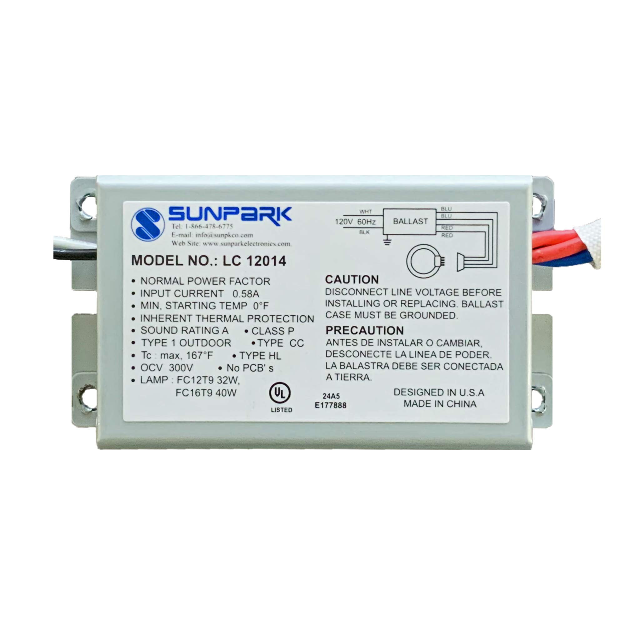 Sunpark LC-12014T, Circline Lamp Compact Electronic Fluorescent Ballast ...