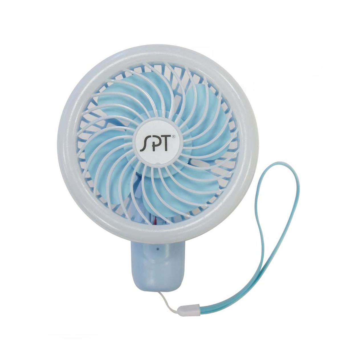 Sunpentown Rechargeable Personal Hand-Held Fan with LED Light - Blue ...