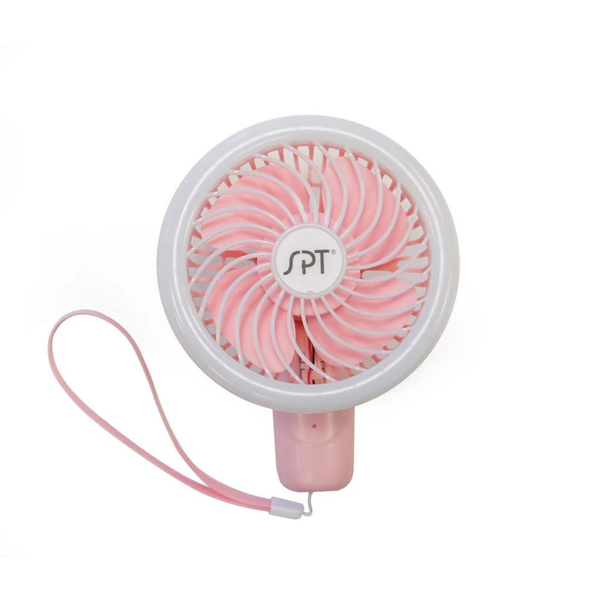 Sunpentown Rechargeable Personal Hand-Held Fan with LED Light - Pink ...