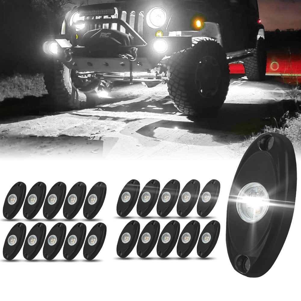Sunpie 20 Pods White LED Rock Lights, Off-Road Truck, Car, Boat, ATV ...