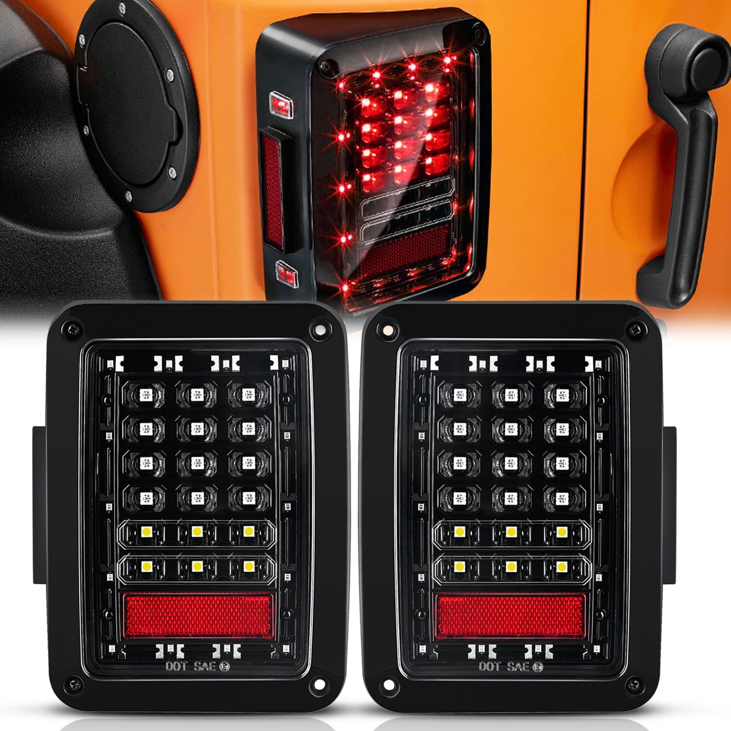 Sunpie 2007-2018 Jeep Wrangler JK JKU Smoked LED Tail Lights (2pcs/set ...