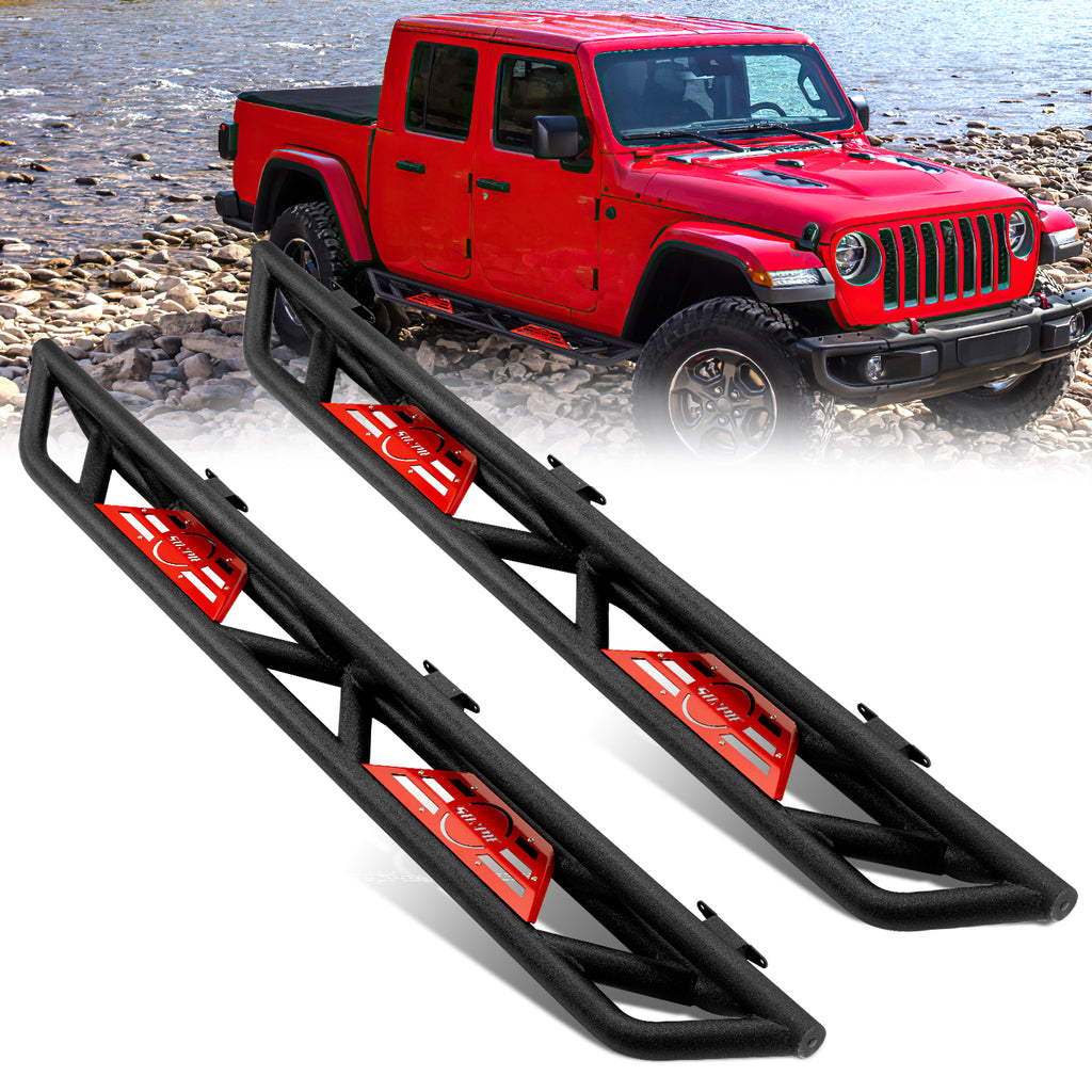 18-C GLADIATOR MATTE BLACK TUBE ROCK SLIDER Fits select: 2020-2023 JEEP ...
