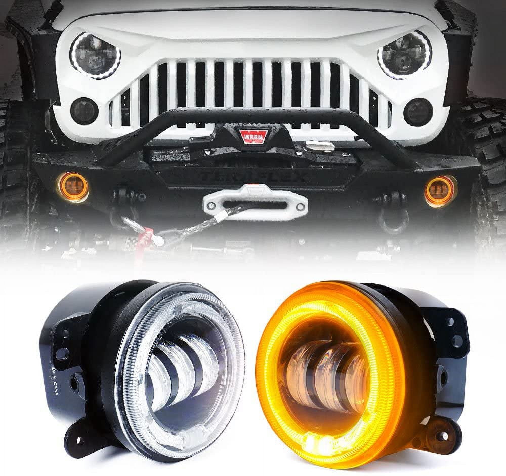 Sunpie 4" Inch 60W Cree Led Fog Lights with W/Amber/Orange Halo Ring ...