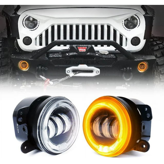 Sunpie 4" Inch 60W Cree Led Fog Lights with W/Amber/Orange Halo Ring ...