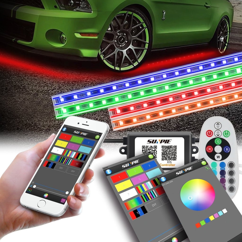 Sunpie Car LED Underglow Lighting Kit, Multi-color RGB LED Strip Neon ...