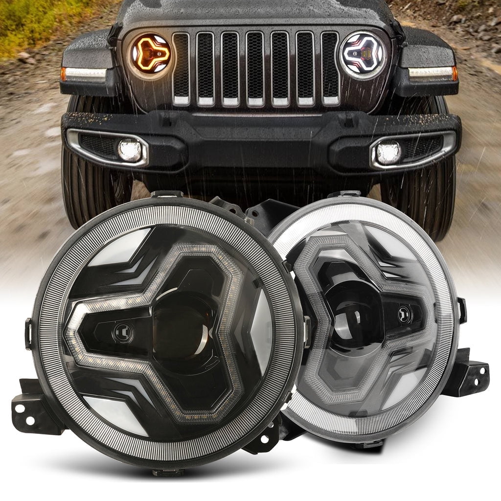 Sunpie Jeep Wrangler Headlights 9" LED Headlights with DRL & Turn ...