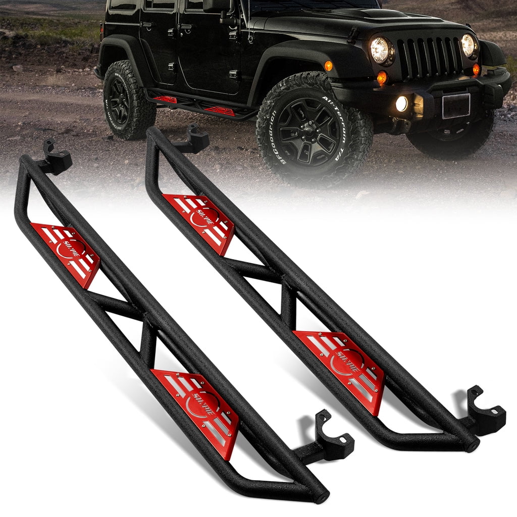 Sunpie Jeep Wrangler JKU 4 Door Black Carbon Steel Side Steps & Running ...