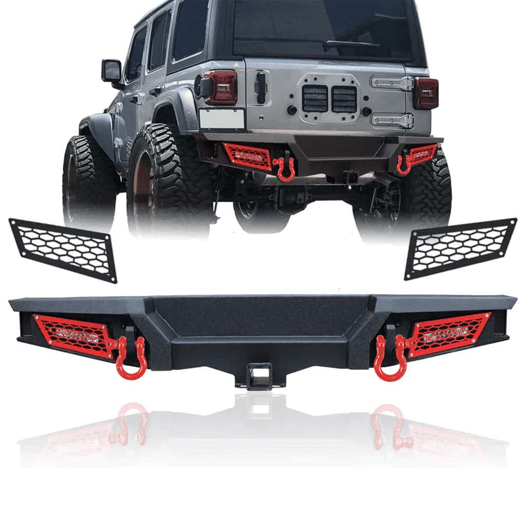 Sunpie Jeep wrangler JL Rear Bumper Textured Black with LED Lights and ...