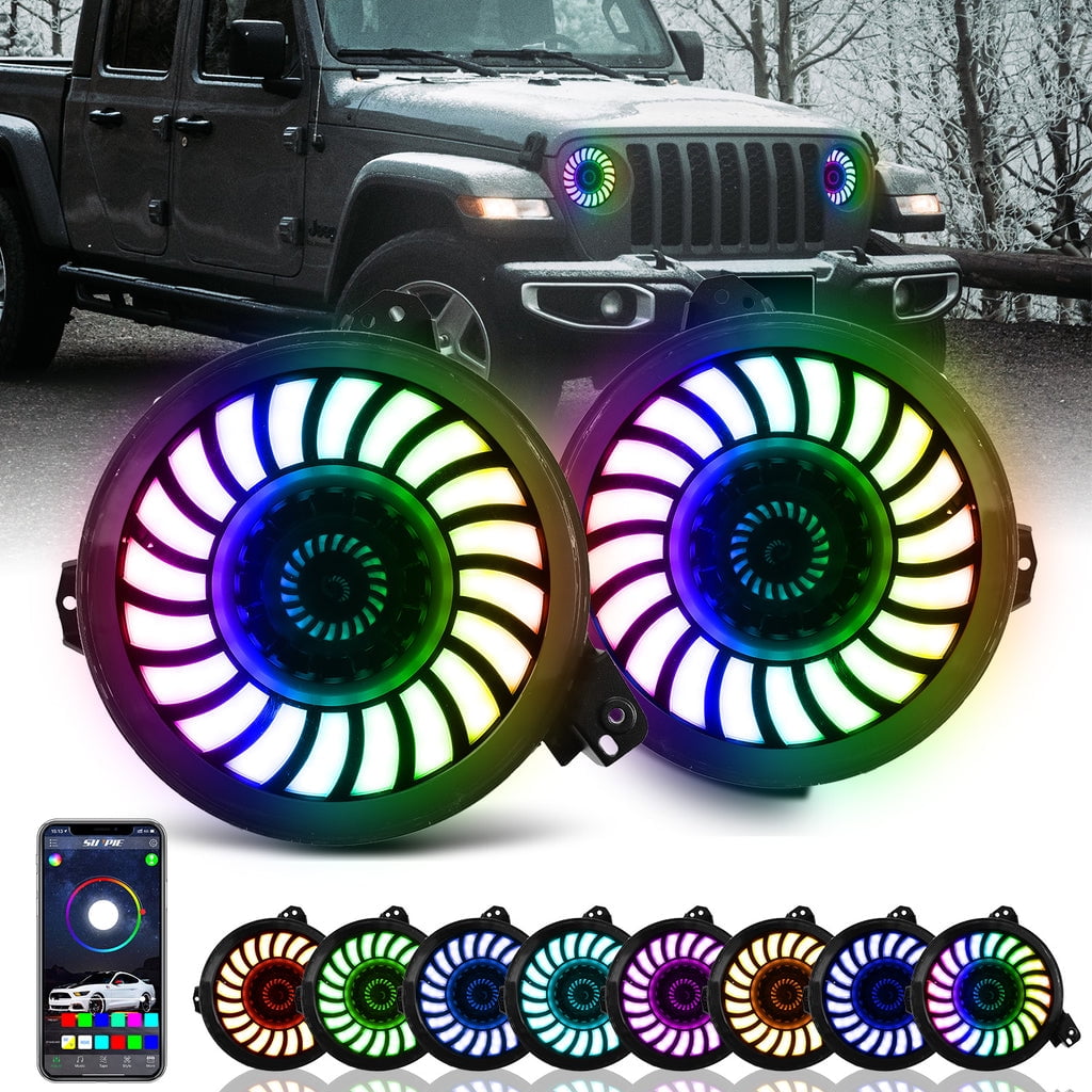 Sunpie Durable 9" 3D LED Headlights with Halo for Jeep Wrangler JL, JLU ...