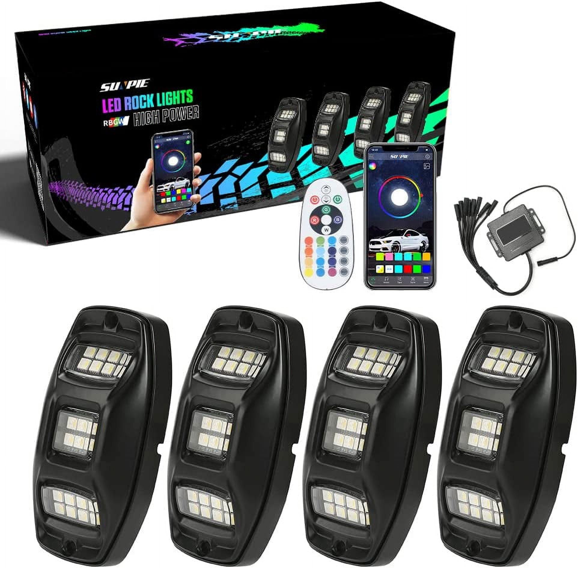 Sunpie Triple Luminous Zone Wide Angle 4PCS RGBW LED Rock Lights ...
