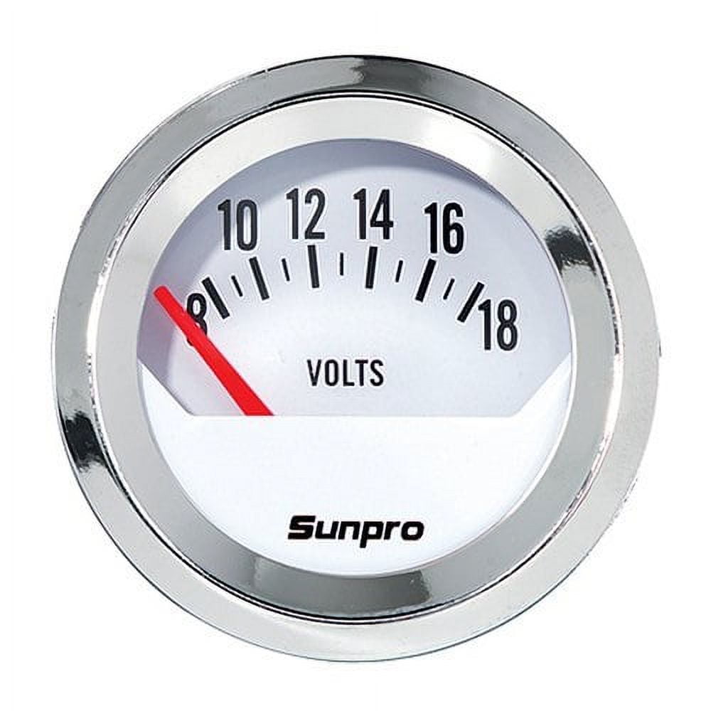 Sunpro StyleLine Voltmeter, 8-18 Volts System, 2-in White Dial with 12 ...