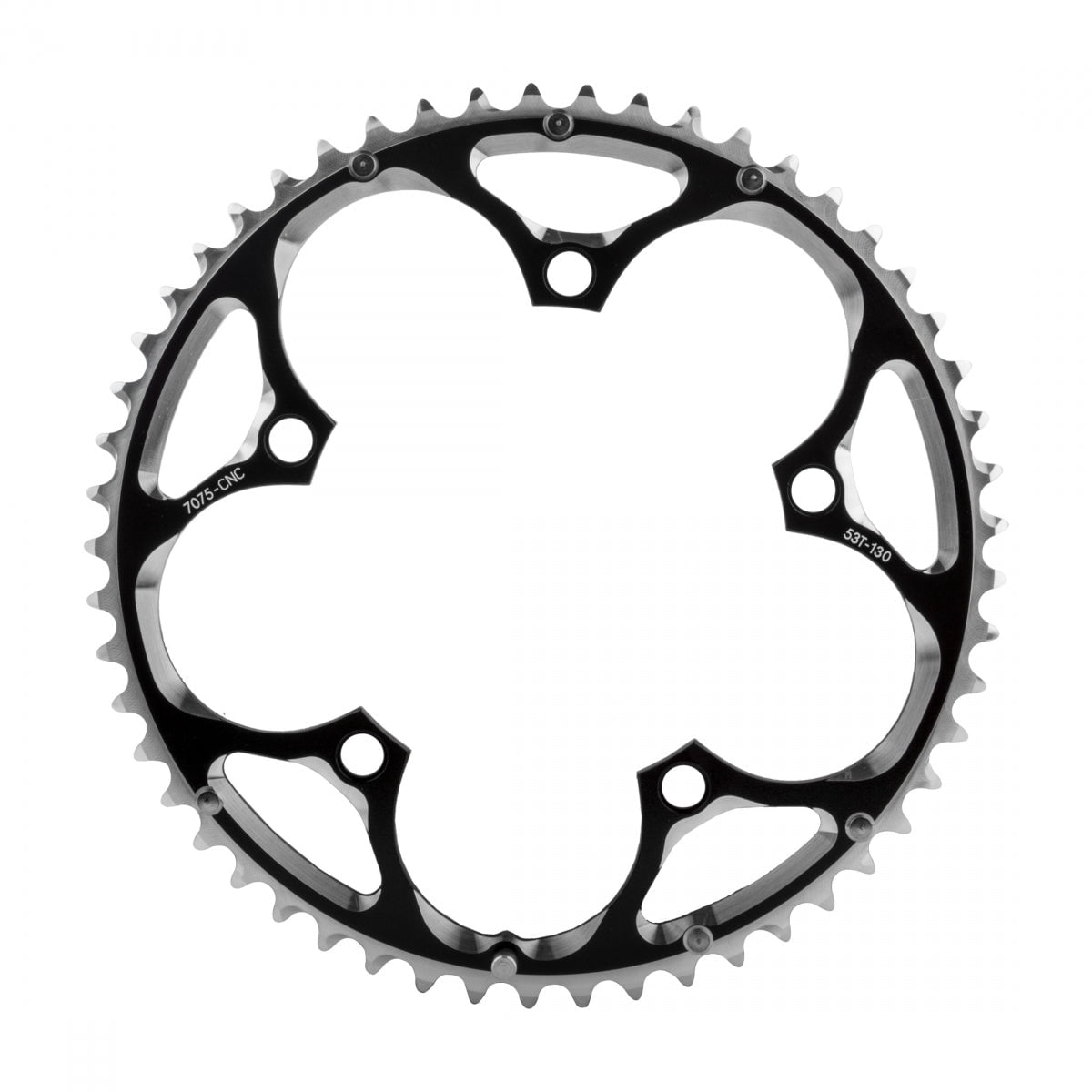 Sunrace RX0 Chainring 53t 130 BCD 5-Bolt Aluminum Black/Silver Rd MTB ...