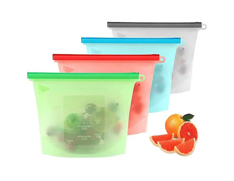 Sunrain Silicone Food Pouches Reusable, Silicone Food Storage Pouches ...