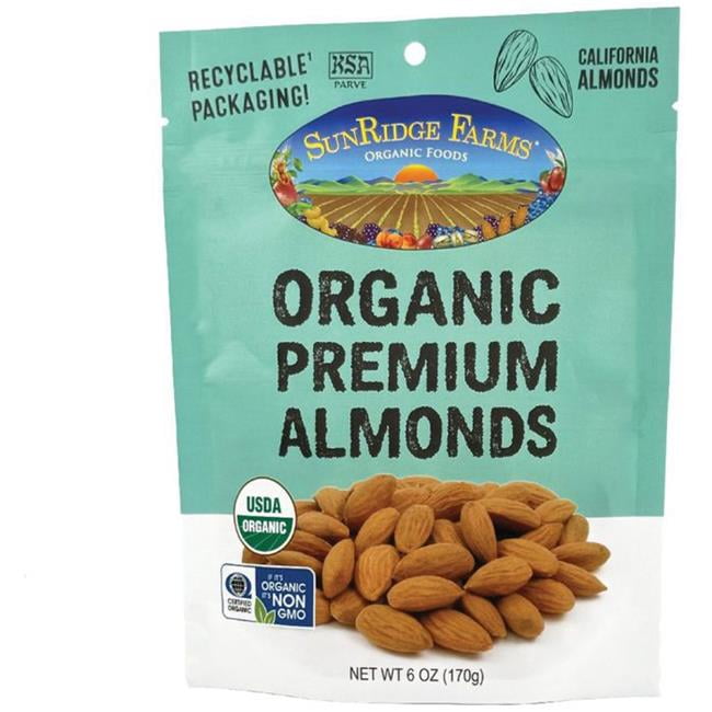 Sunridge Farms 533144 6 oz Whole Premium Organic Almonds - Walmart ...