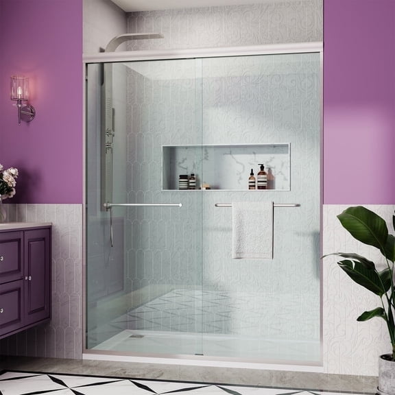 44-48 in. W x 72 in. H Double Sliding Shower Door, Semi-frameless ...