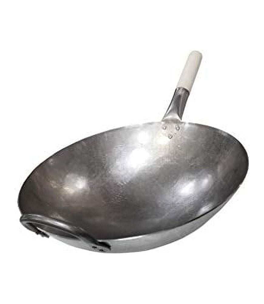 Sunrise 14 inch Heavy Duty Hand Hammered Carbon Steel Wok, 1.8 mm ...