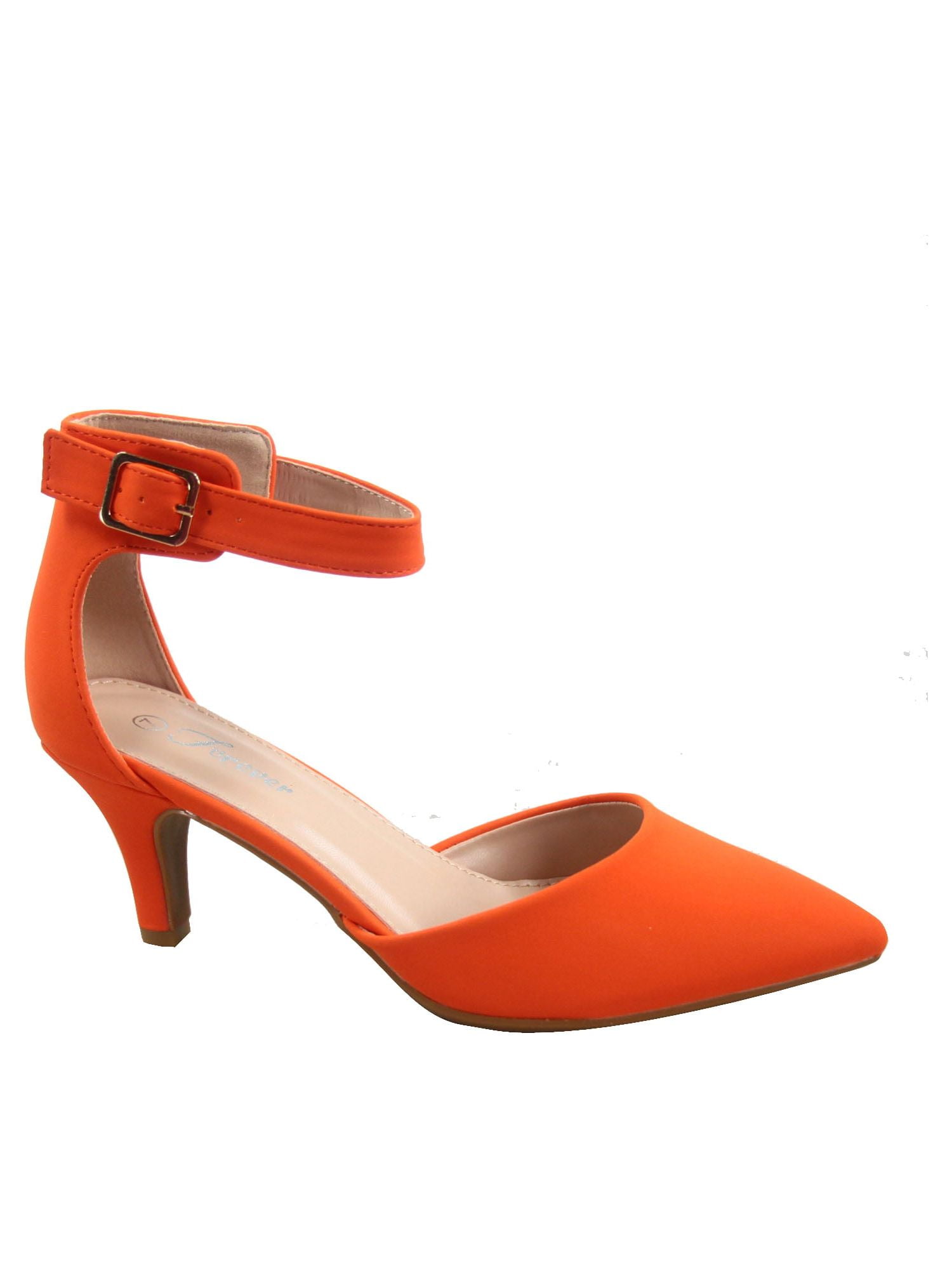Sunrise-39 Women's Ankle Strap Buckle Pointy Toe Stiletto Low Heel ...