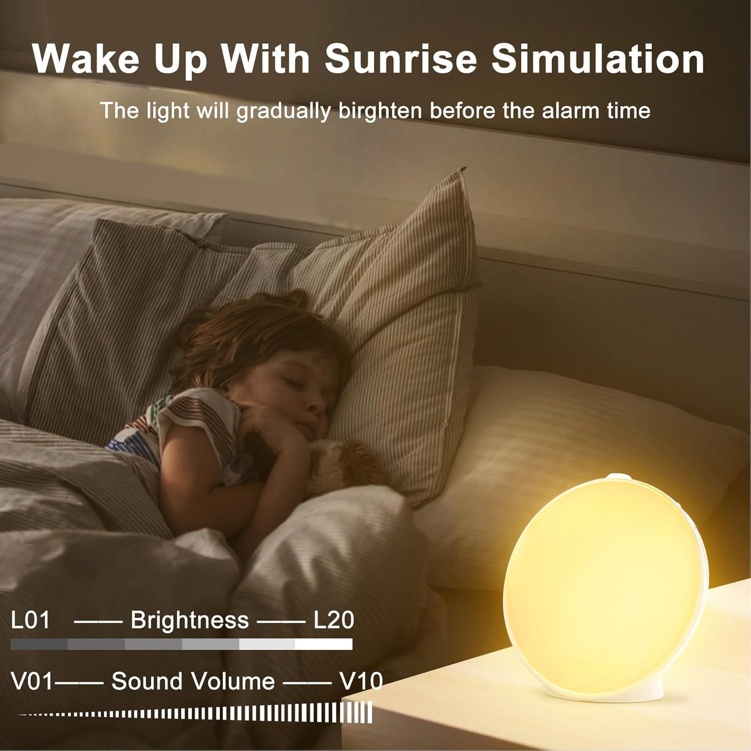 Sunrise Alarm Clo, Bedroom Sunlight Clo For Kids, Teens, Heavy Sleepers With Sunrise Simulation ...
