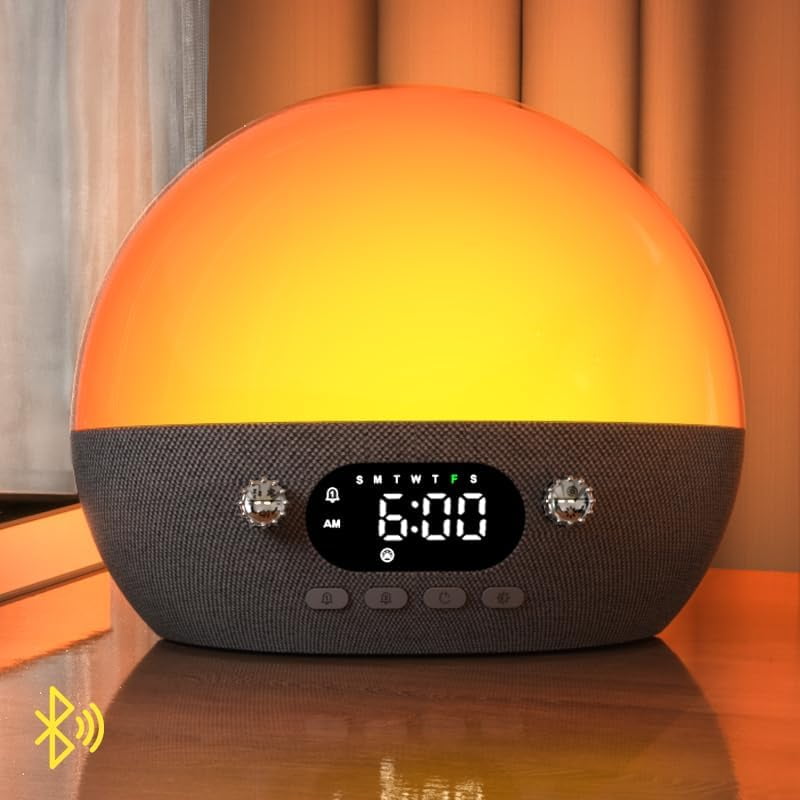 Sunrise Alarm Clock with Bluetooth Speaker, White Noise Sound Machine for Sleep, Wake up Light ...