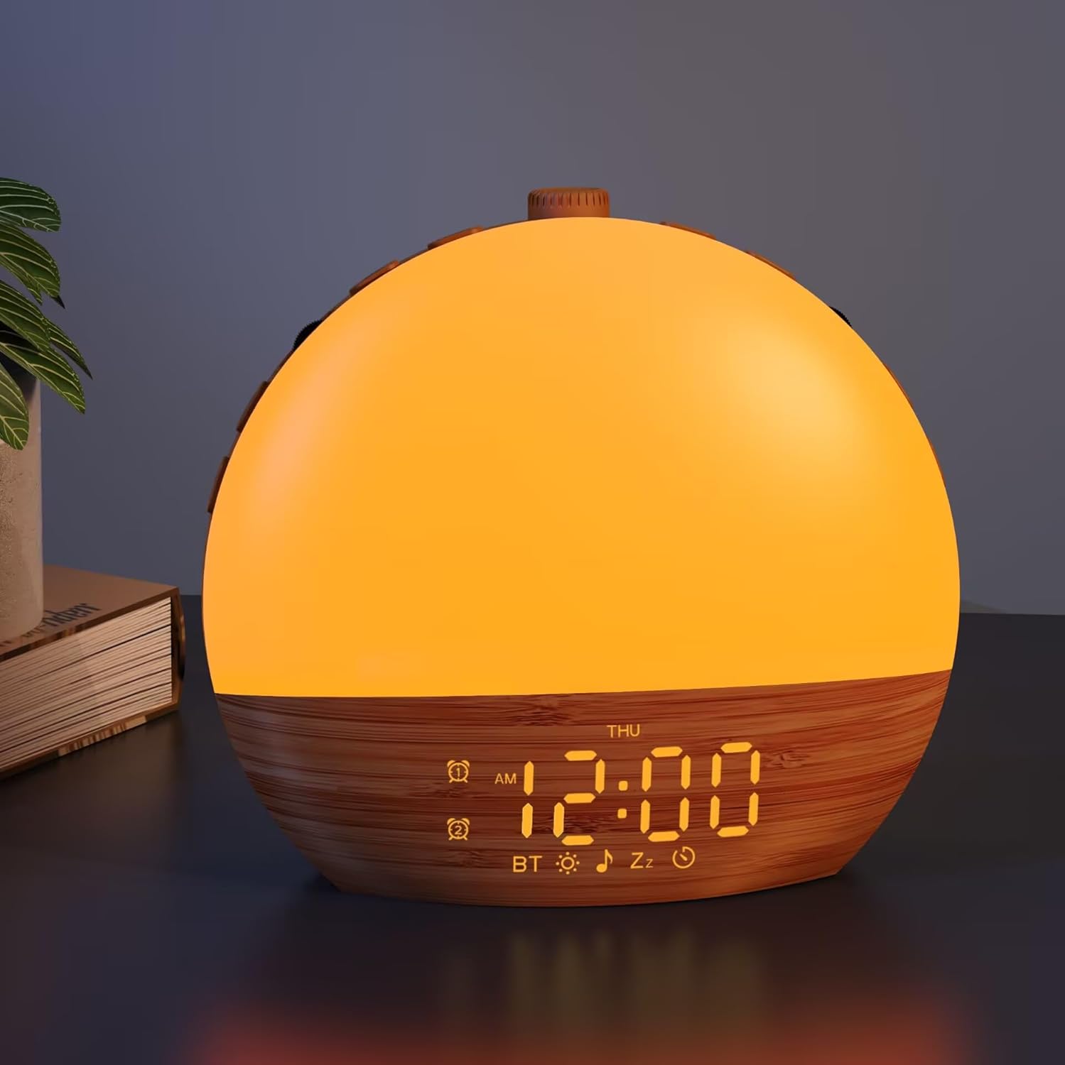 Sunrise Alarm Clock with Sound Machine - Wake Up Light, Wood Grain ...