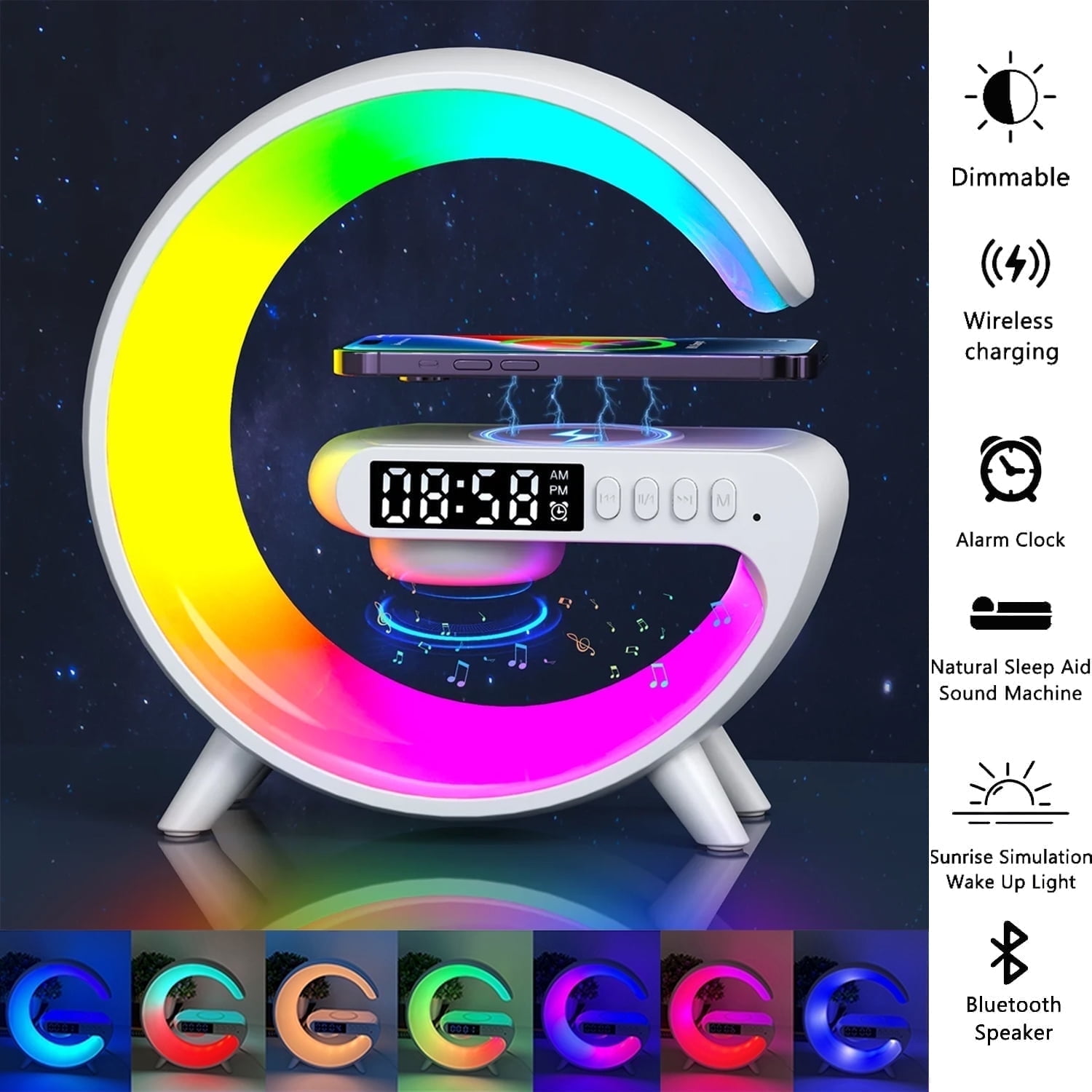 Light Alarm Clock Sunrise, Alarm Lvm Smart Atmosphere Light Bluetooth ...