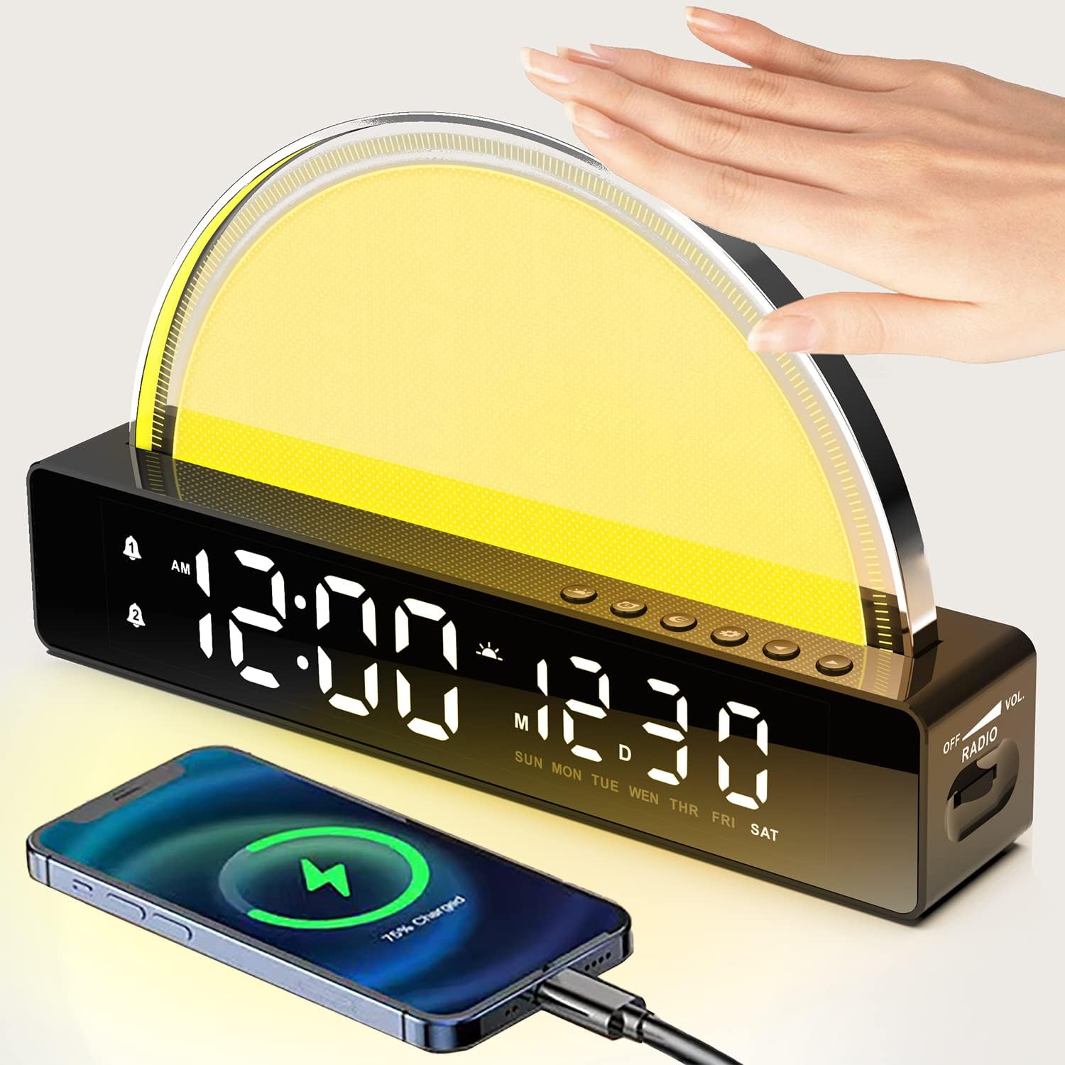 Sunrise Alarm Clock - Wake Up Light with Simulated Sunrise, Touch ...