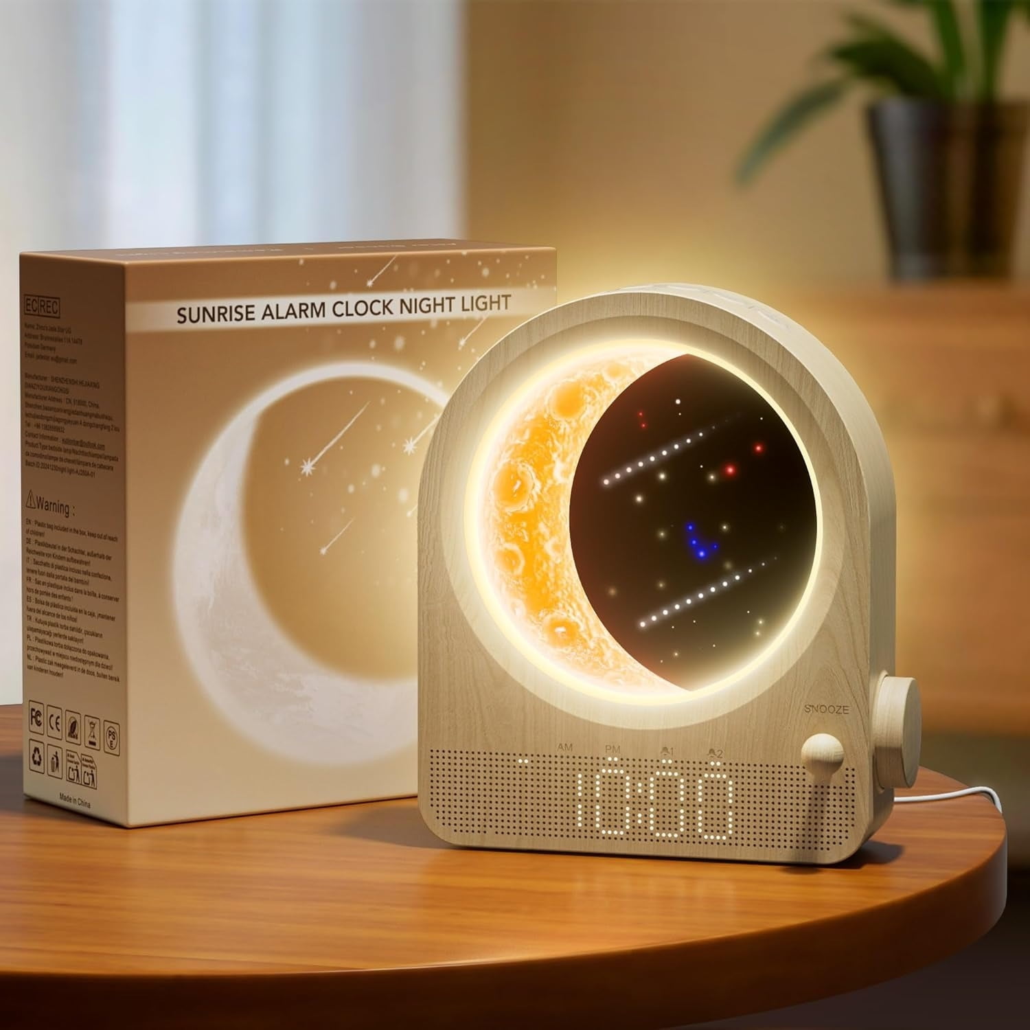 Sunrise Alarm Clocks for Bedrooms, Stepless Dimmable Moon Lamp Dual Alarm Clock Wake Up Light ...
