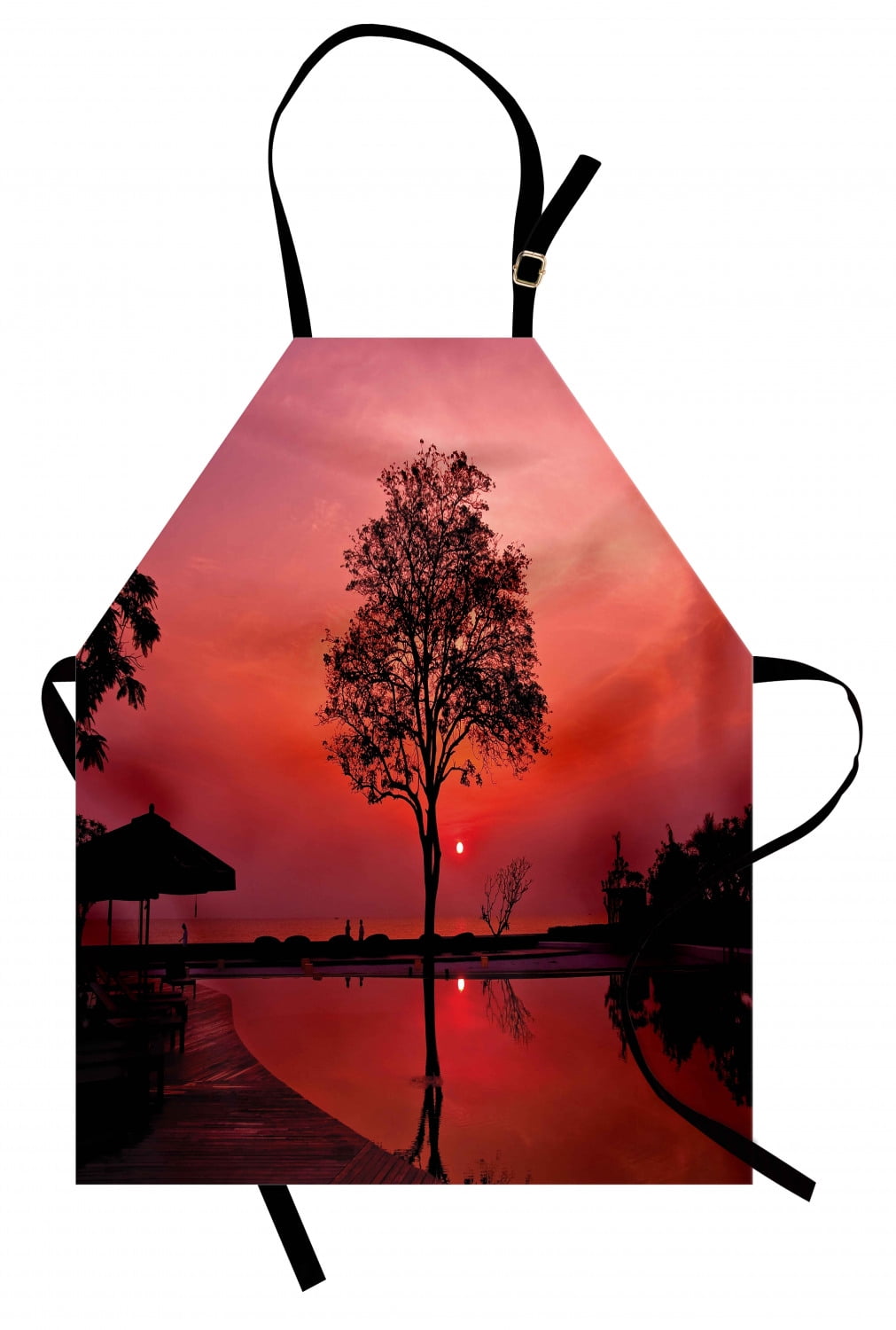 Sunrise Apron Silhouette of Misty Twilight Sky with Tree and Nature ...