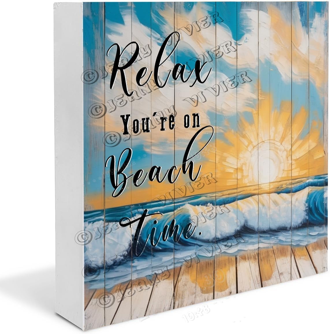 Sunrise Beach Wave Relax You're On Beach Time Wooden Box Sign ...