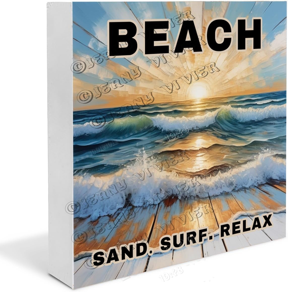 Sunrise Beach Wave Beach Sand Surf Relax Wooden Box Sign Inspiration ...