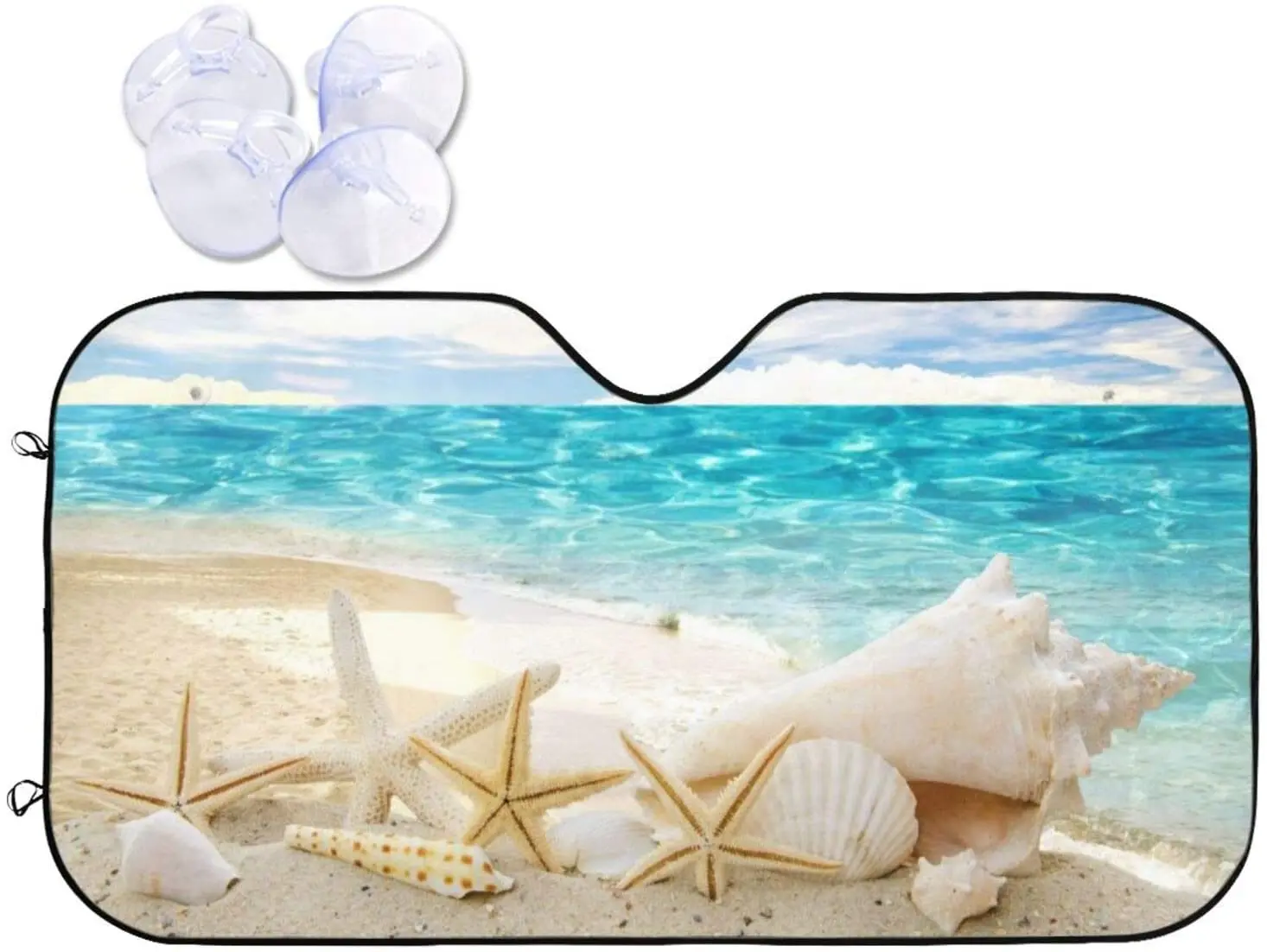 Sunrise Beach Windshield Sun Shade Jumbo Front Protector Folding Car ...