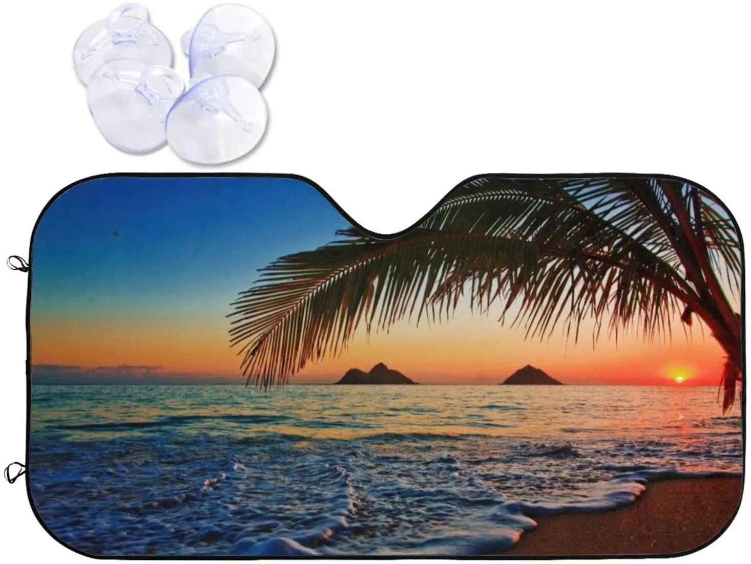 Sunrise Beach Windshield Sun Shade Jumbo Front Protector Folding Car ...
