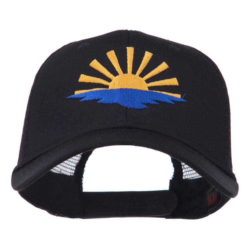 Sunrise Embroidered Mesh Back Cap - Black OSFM - Walmart.com