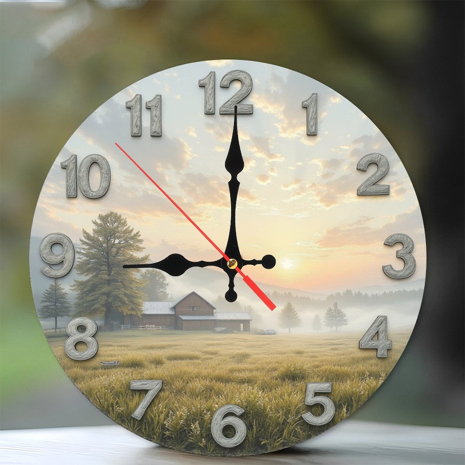 Sunrise Farm House Wall Clock Rustic Farmhouse Decor 10-Inch Silent ...