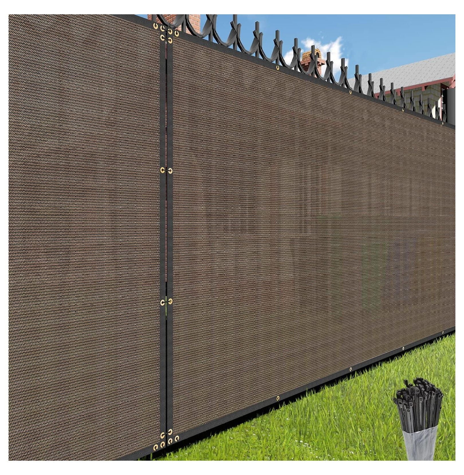 Sunrise Fence Privacy Screen with Zipties, Brown 6' x 50' Outdoor ...