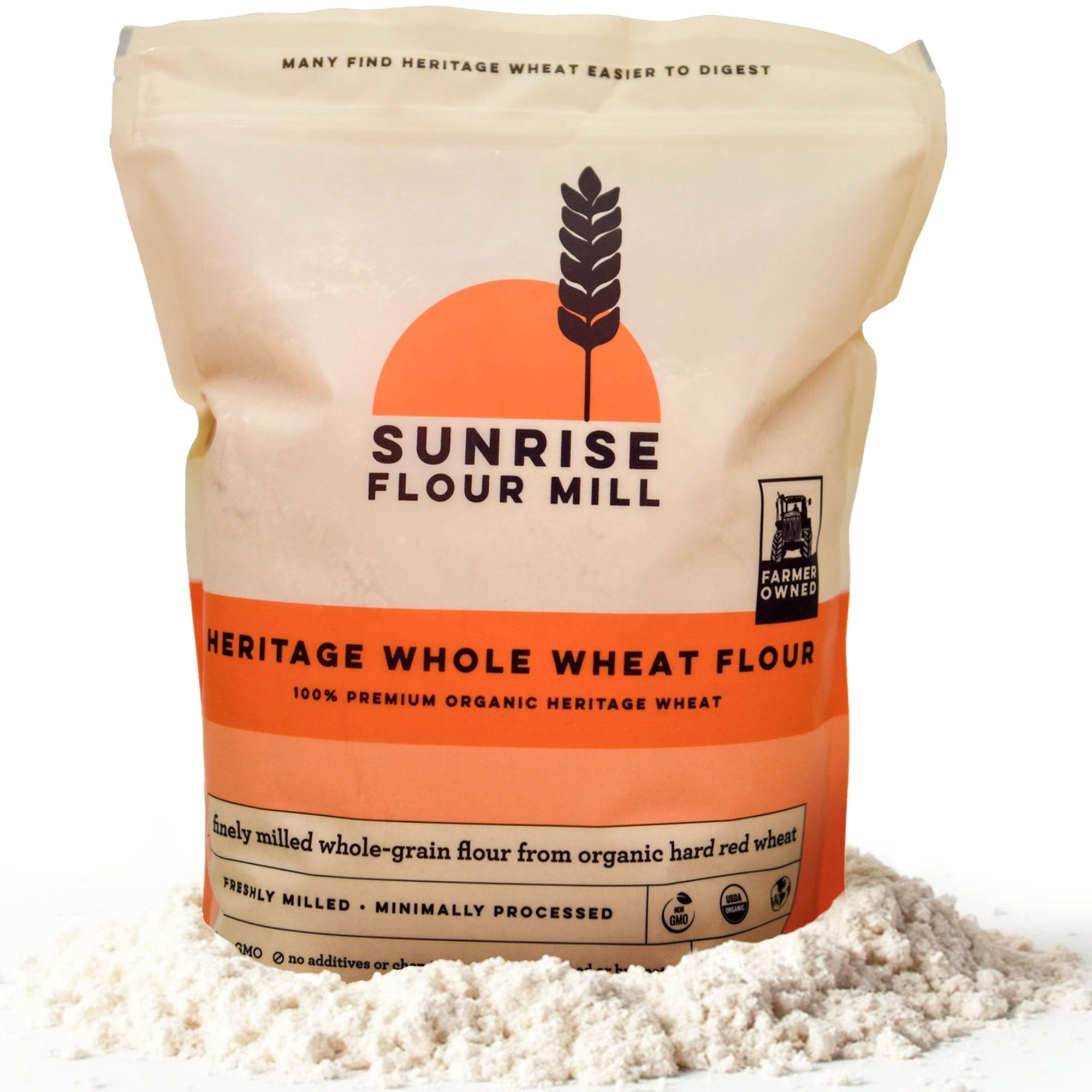 Sunrise Flour Mill Heritage JKF25 Organic Whole Wheat 5 lbs | Milled ...