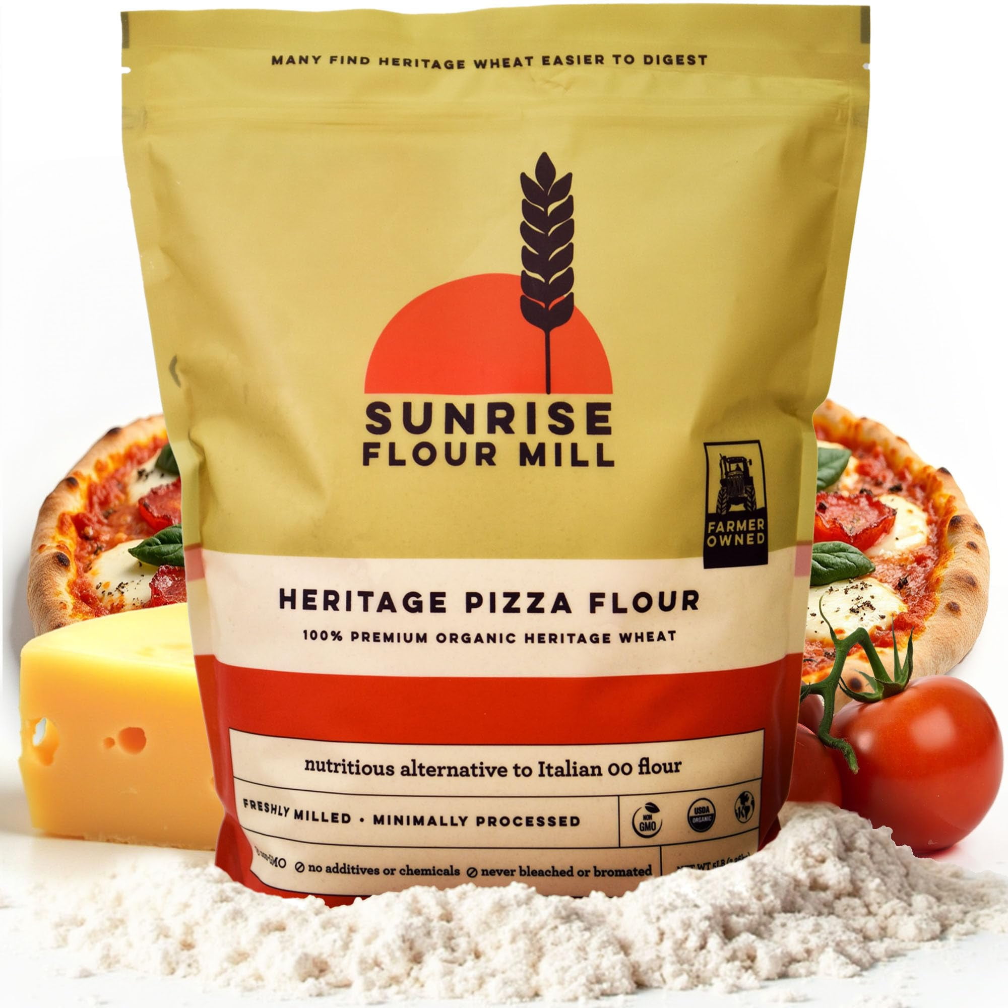 Sunrise Flour Mill USDA DEF29 Organic Heritage Pizza Flour - 5 lbs ...