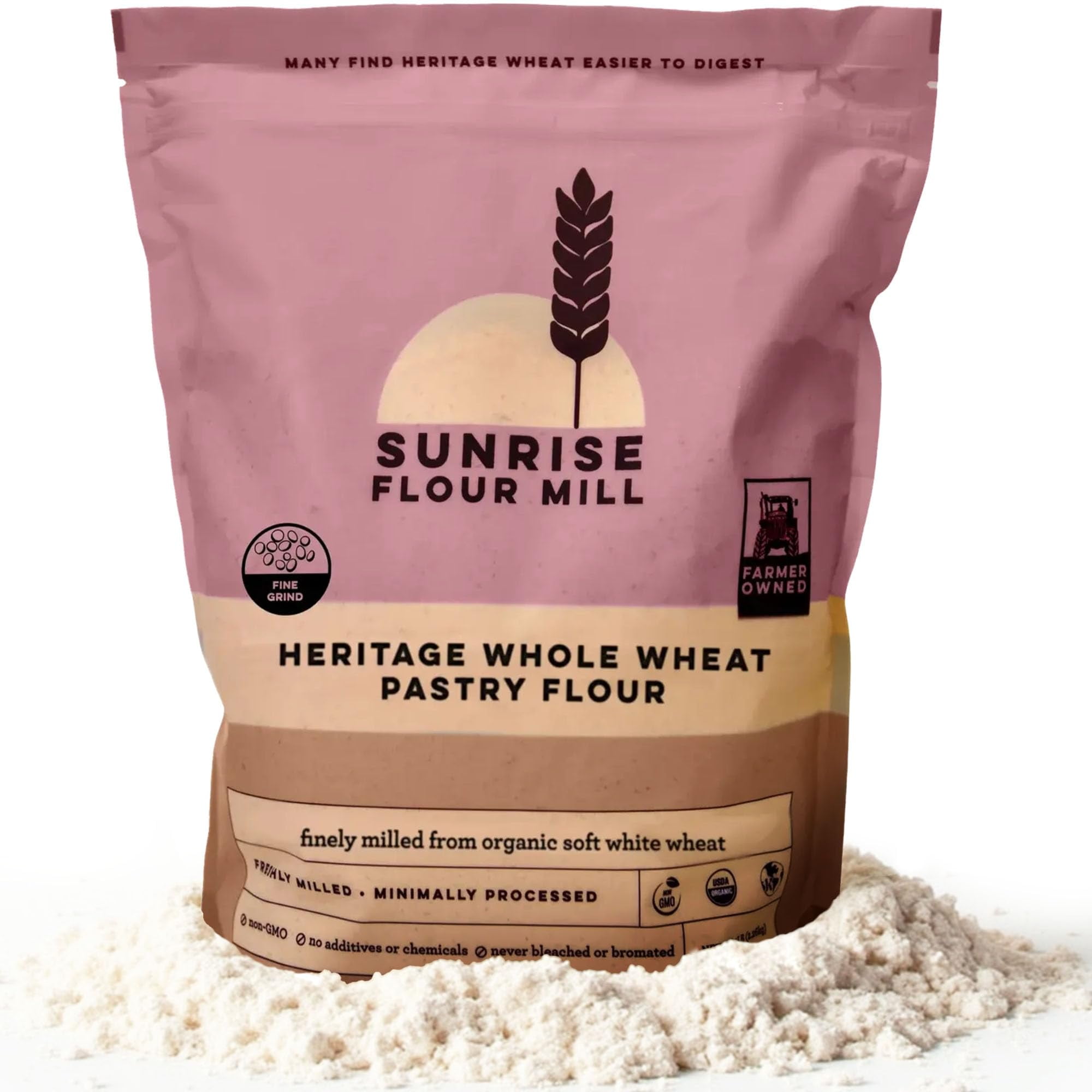 Sunrise Flour Mill USDA OLF24 Organic Heritage Whole Wheat Pastry Flour ...