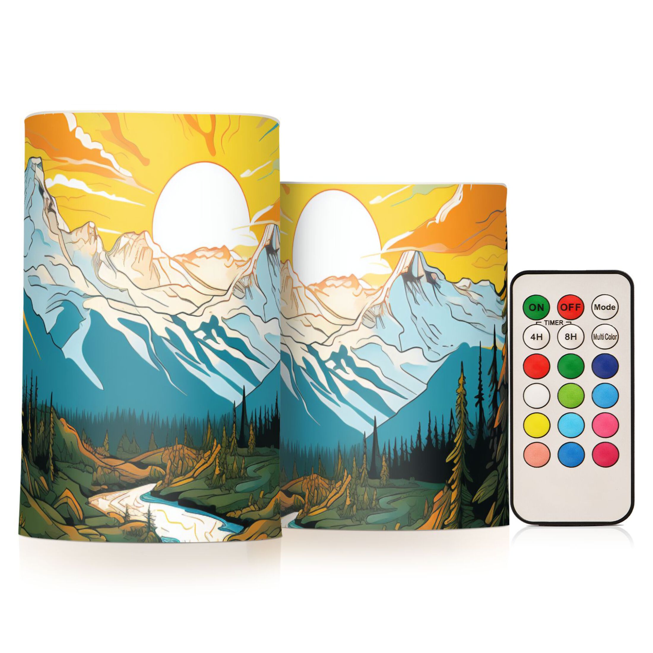 Sunrise Forest River Mount Flameless Candles with Remote Timer LED ...